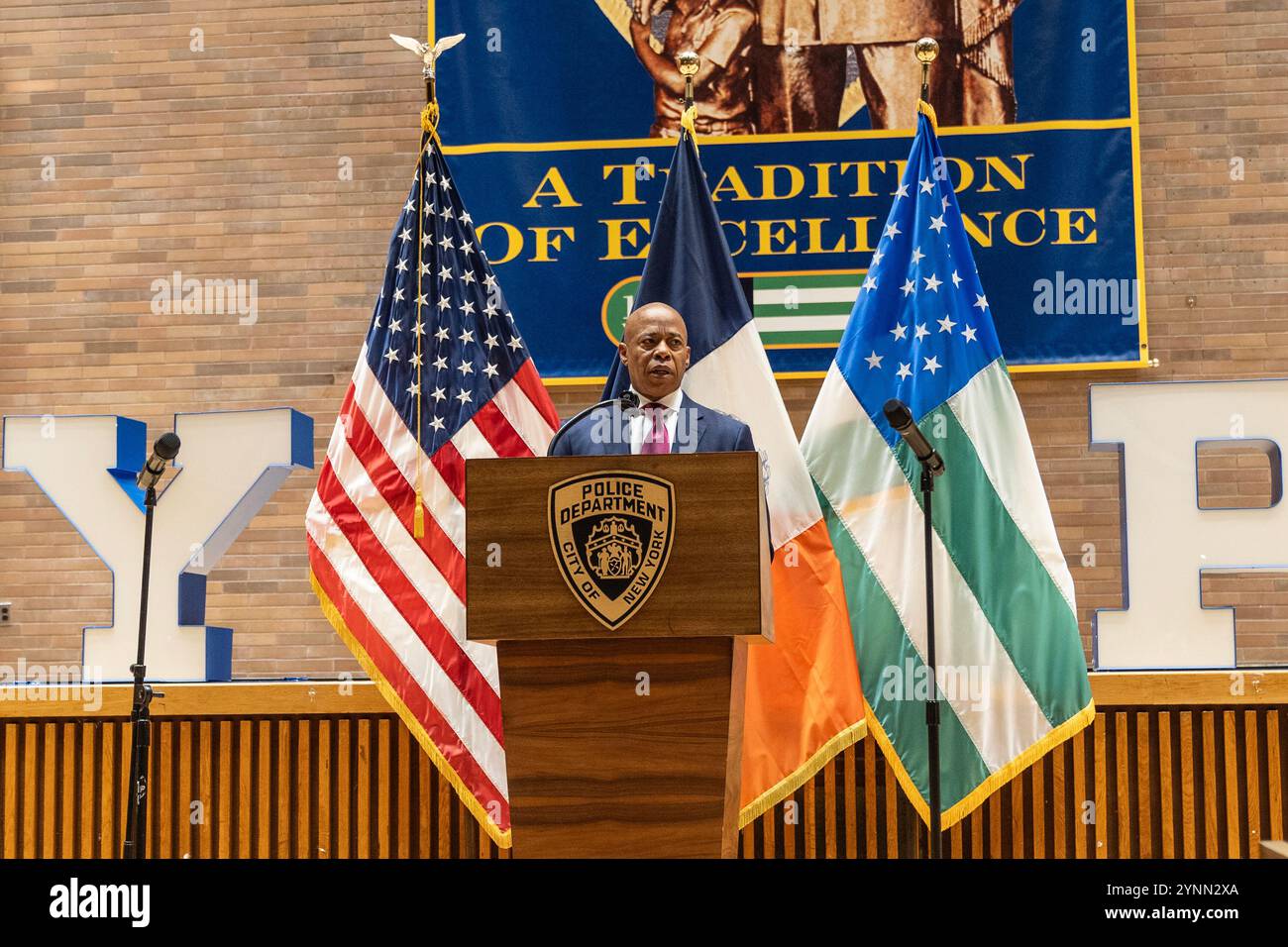 Mayor Eric Adams speaks before he sworn Jessica Tisch as Police ...