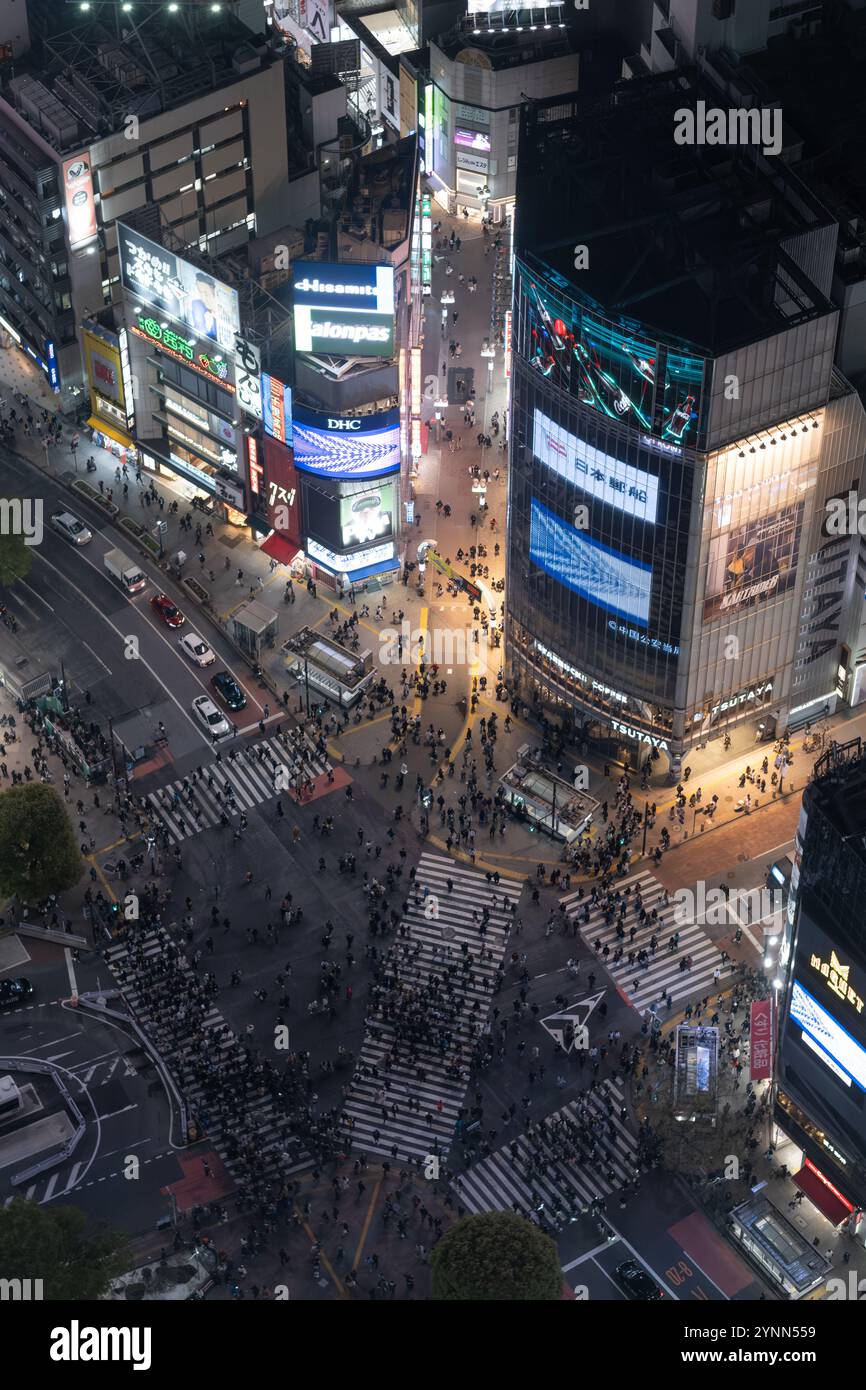 Tokyo, Japan - March 28, 2023: Aerial view of people walking through ...