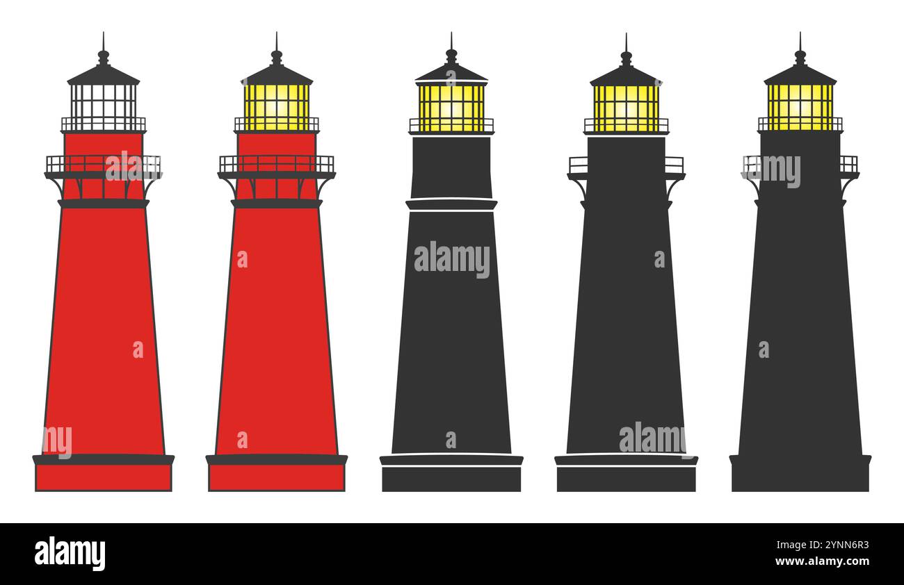 Lighthouse icon symbol shape set. Light house logo sign collection ...