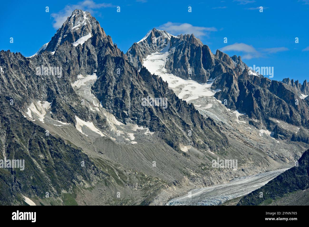 The peaks Aiguille du Chardonnet and Aiguille d'Argentière above the ...
