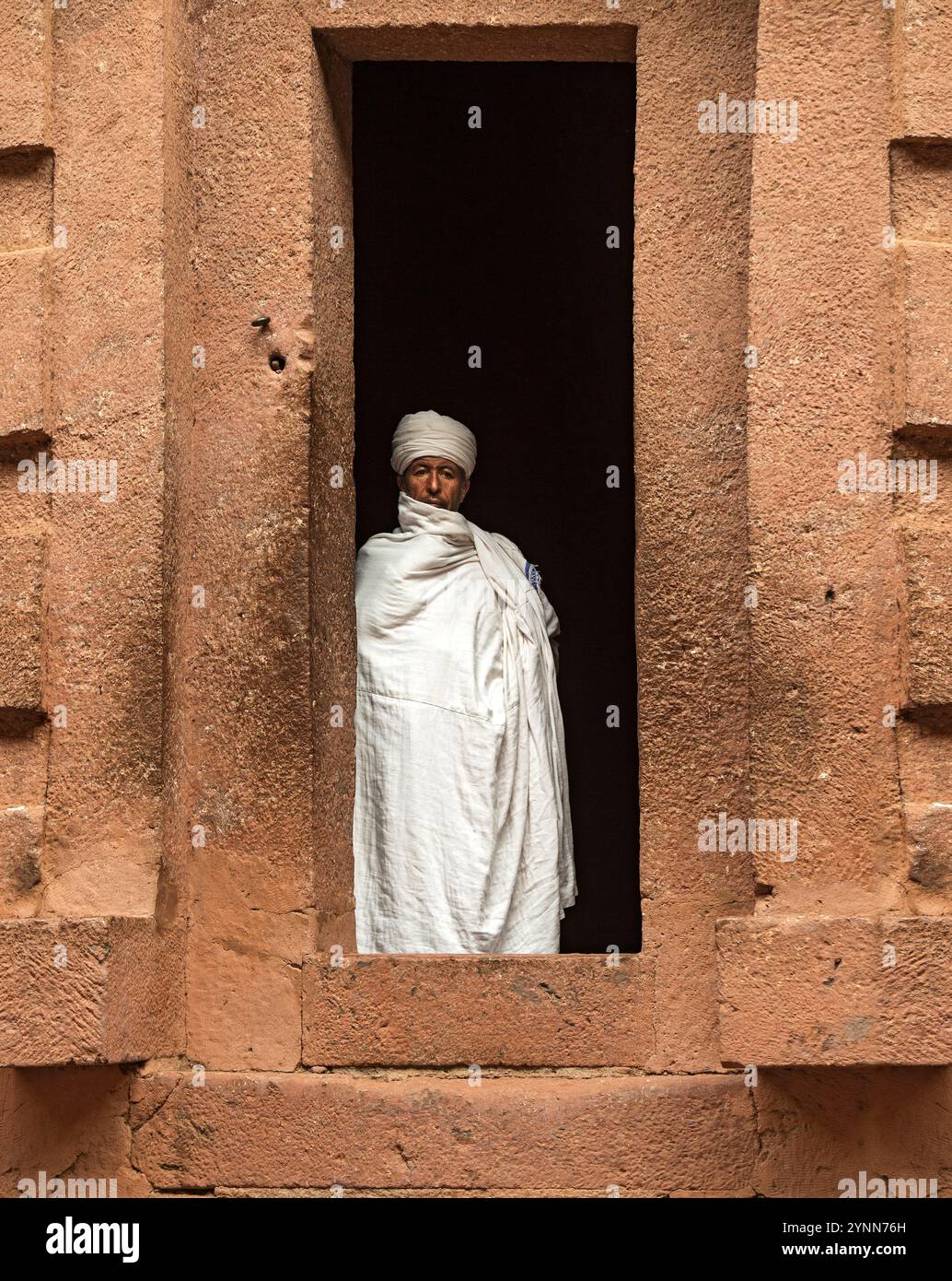 Ethiopian-orthodox Priest at the entry to the rock-hewn.church Biete ...