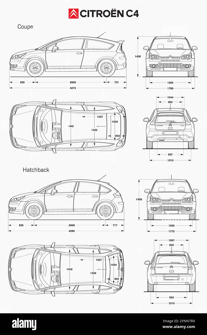 2006 Citroen C4 car blueprint Stock Vector Image & Art - Alamy