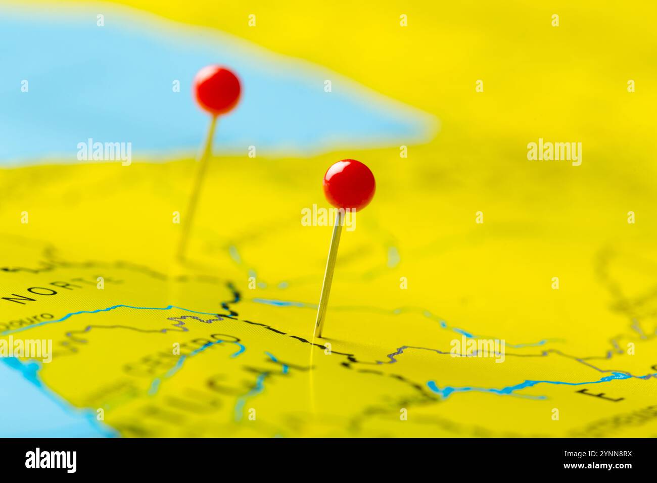 Travel destination points on a map Stock Photo - Alamy