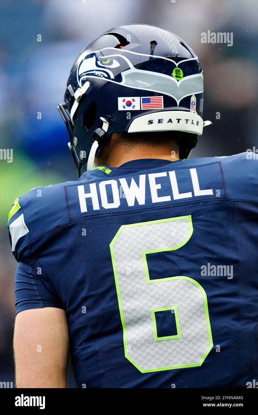 Seattle Seahawks quarterback Sam Howell (6), who has a international ...