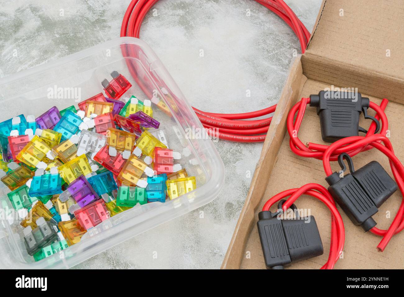 Colourful assortment of automotive blade fuses and waterproof fuse ...