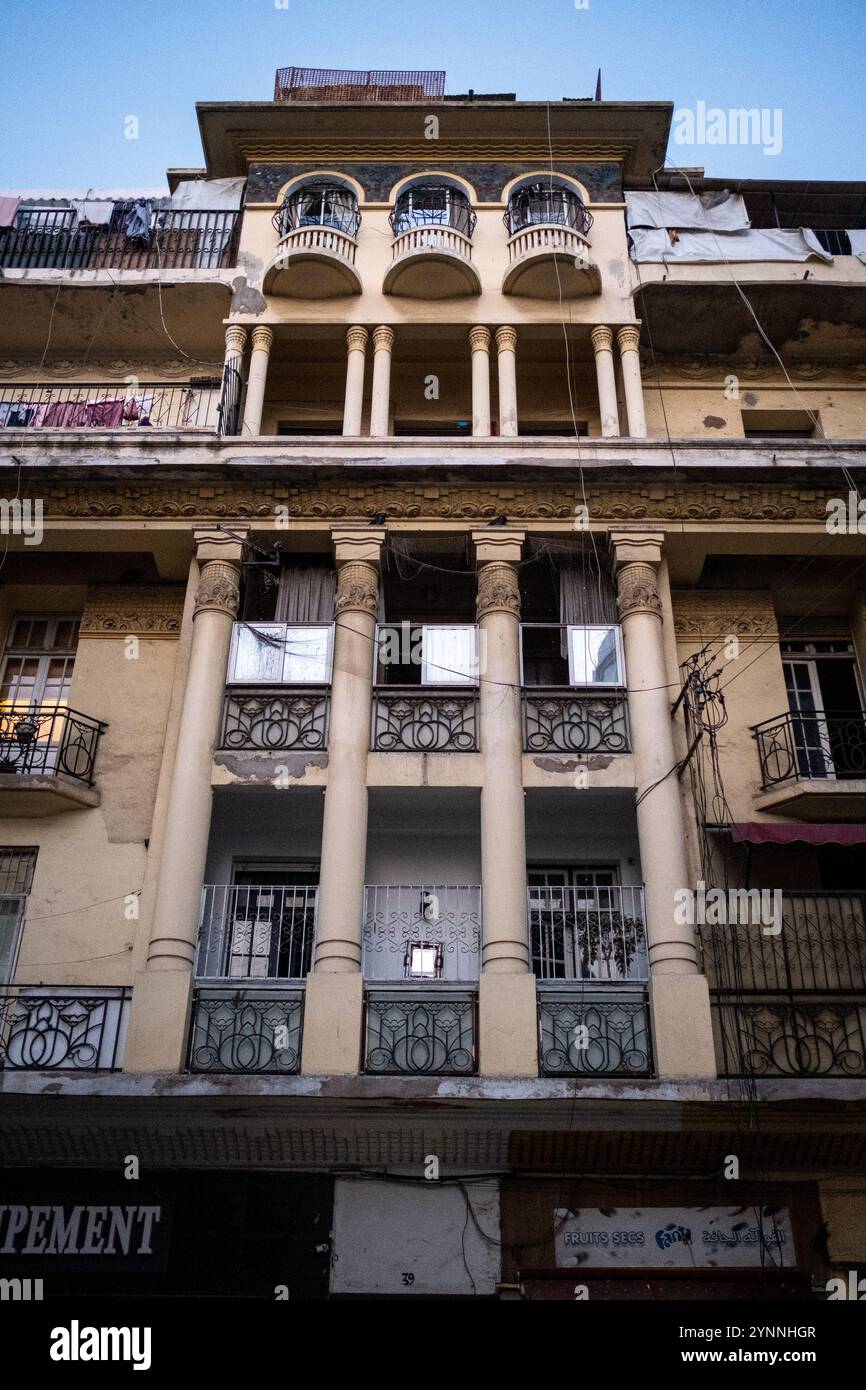 Residential building of neo-Moorish architecture showing the density of population in the art ...