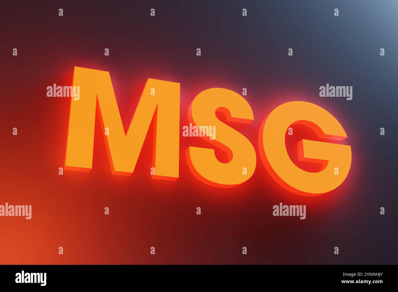 Orange 3D title Monosodium glutamate MSG C5H8NNaO4 in food - shining ...