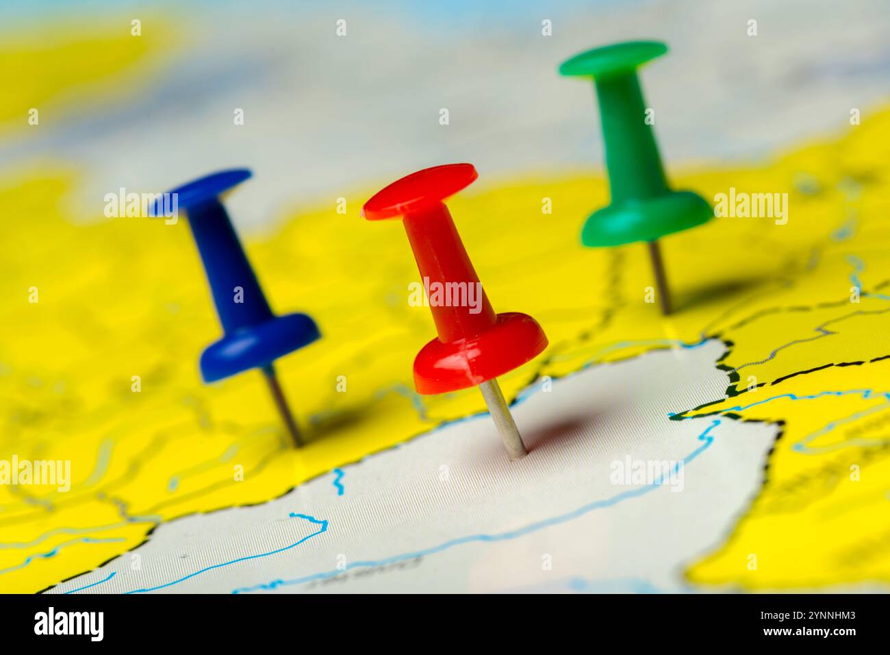Travel destination points on a map Stock Photo - Alamy