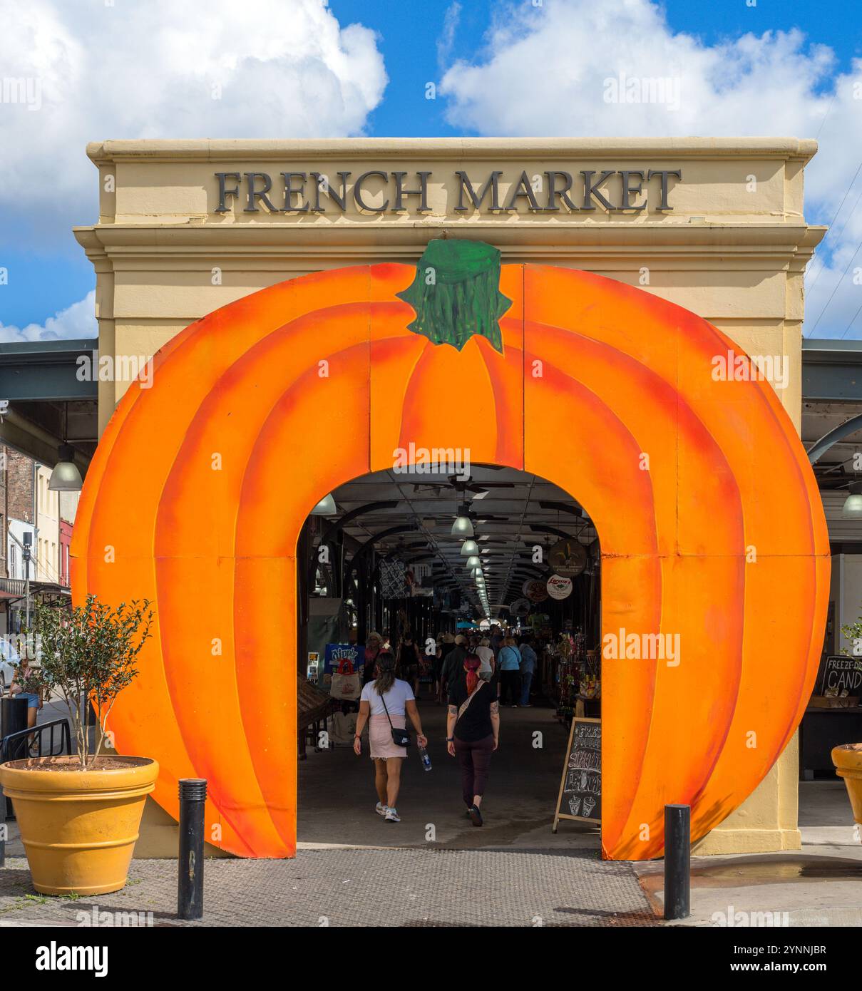 Entrance to the French Market with Halloween decoration, Ursuline St, French Quarter, New ...