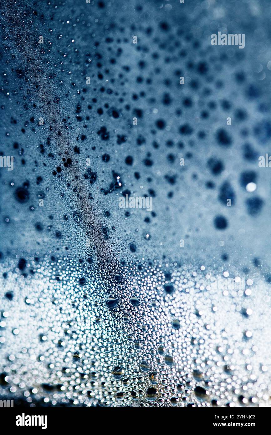 CLose Up of Condensation Bubbles and Marks on A Window Water Background ...