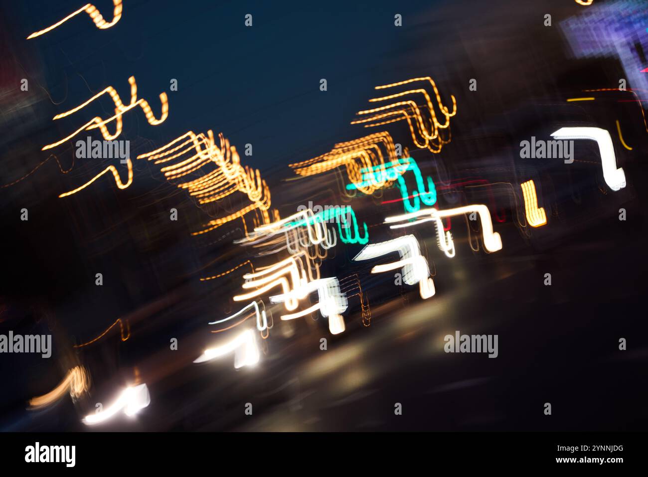 Abstract City Lights at Night Featuring Motion Blur Effects That ...