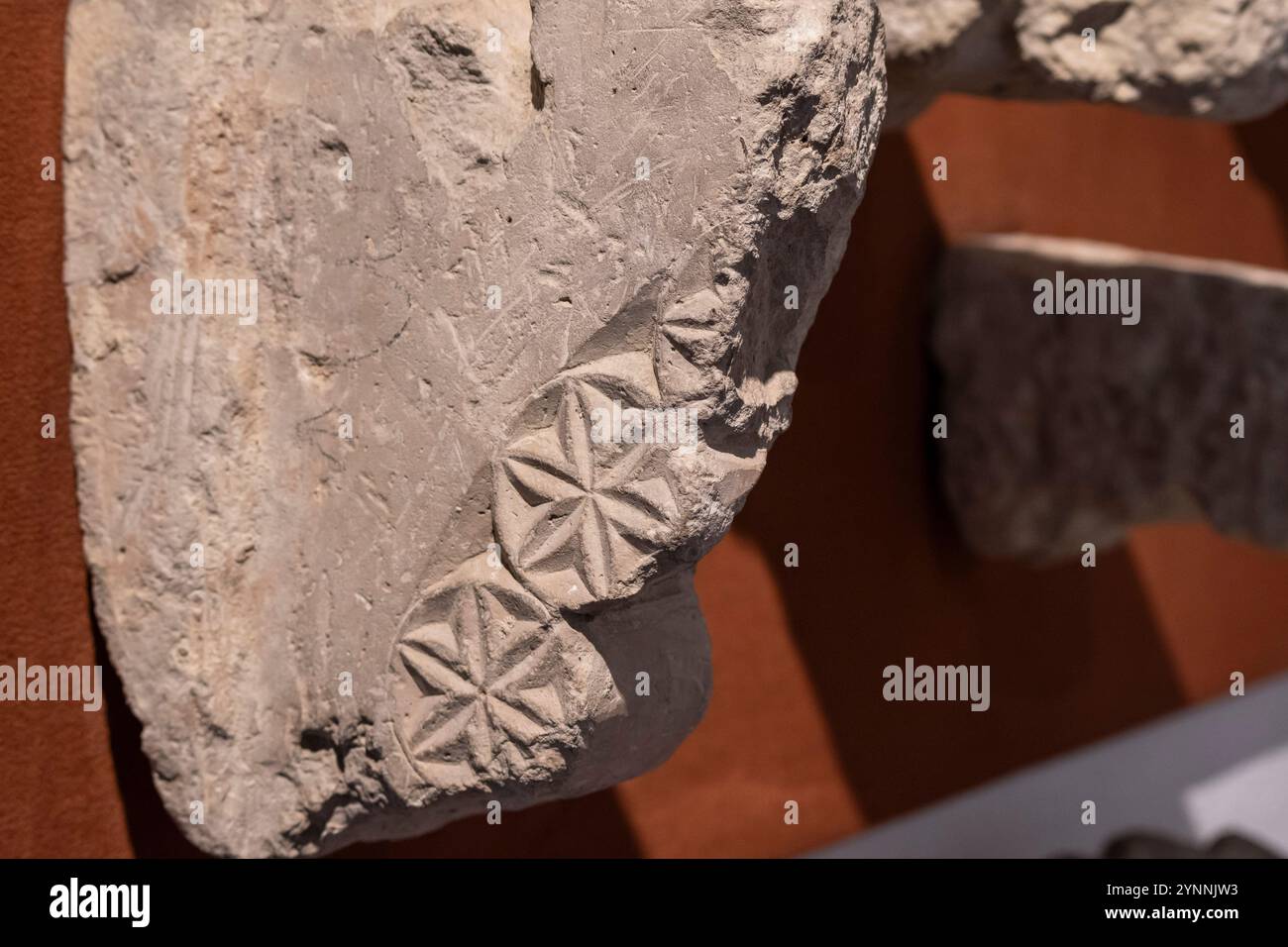 Mozarabic eaves corbel, limestone, 10th century, church of San Cipriano ...