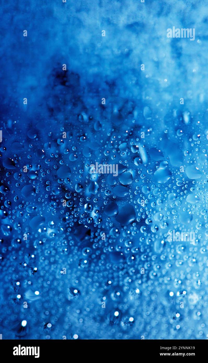 CLose Up of Condensation Bubbles and Marks on A Window Water Background ...