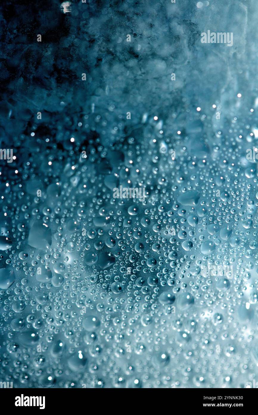 CLose Up of Condensation Bubbles and Marks on A Window Water Background ...