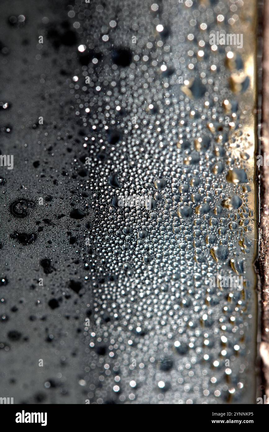 CLose Up of Condensation Bubbles and Marks on A Window Water Background ...