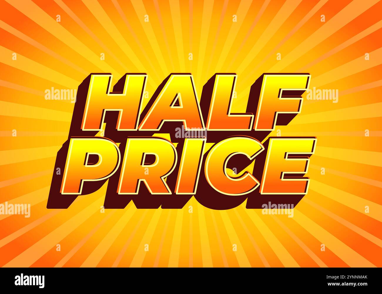 Half price. Text effect design in eye catching colors with three ...
