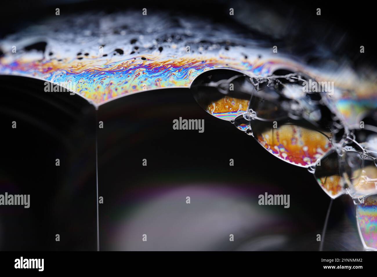 Silver liquid connections, bubble in macro, movement of liquid in a ...