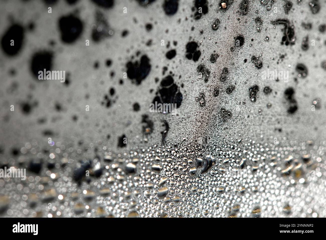 CLose Up of Condensation Bubbles and Marks on A Window Water Background ...