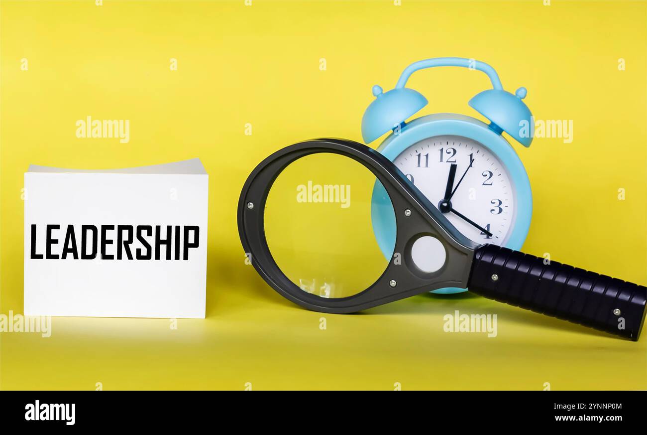 A symbol of leadership. The conceptual word "Leadership" on a yellow ...