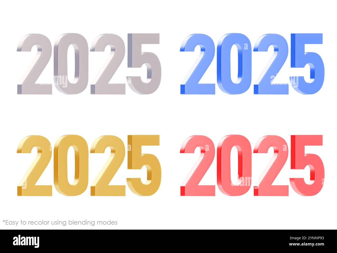 Set of 3D elegant and modern numbers 2025. A variation of different ...