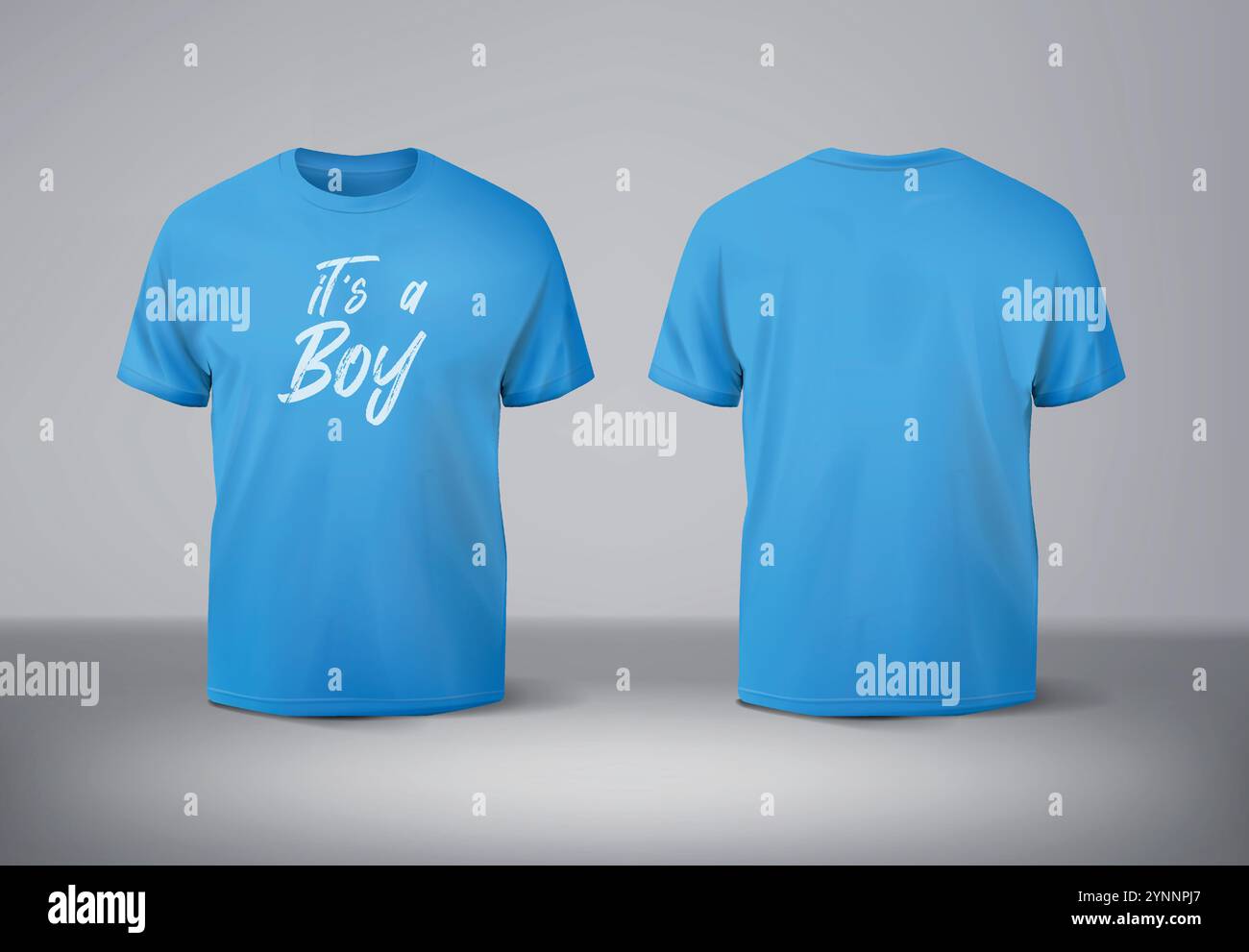Its a boy. Gender reveal clothing. Blank blue t-shirt mockup front and ...