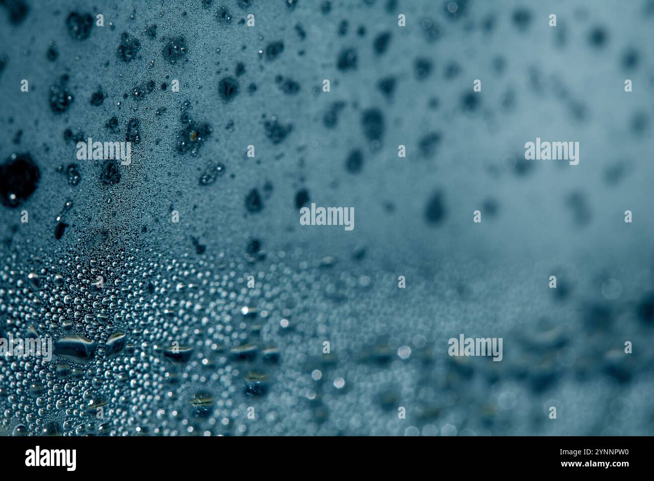 CLose Up of Condensation Bubbles and Marks on A Window Water Background ...