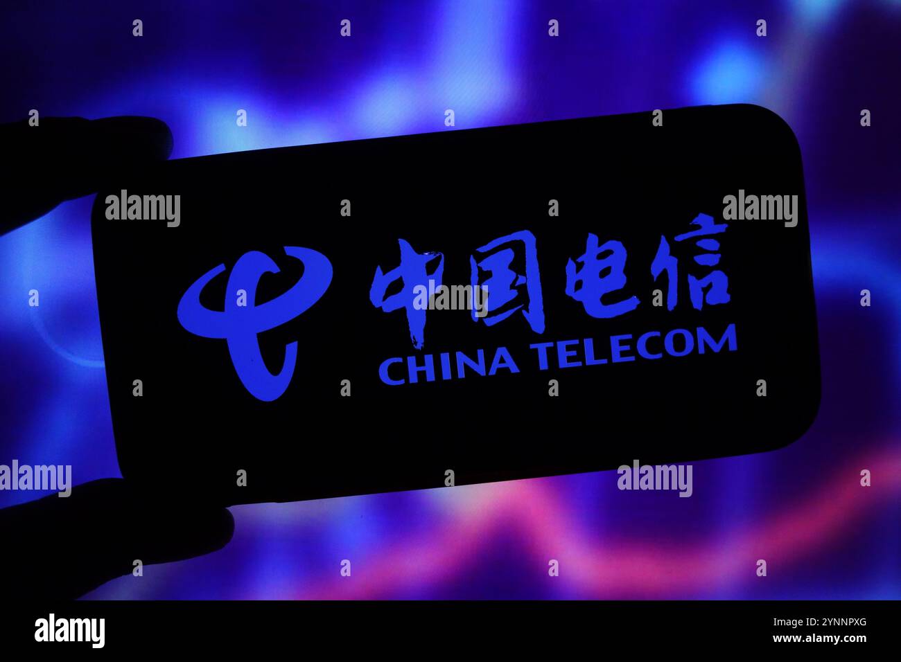 In this photo illustration, the China Telecom company logo is seen ...