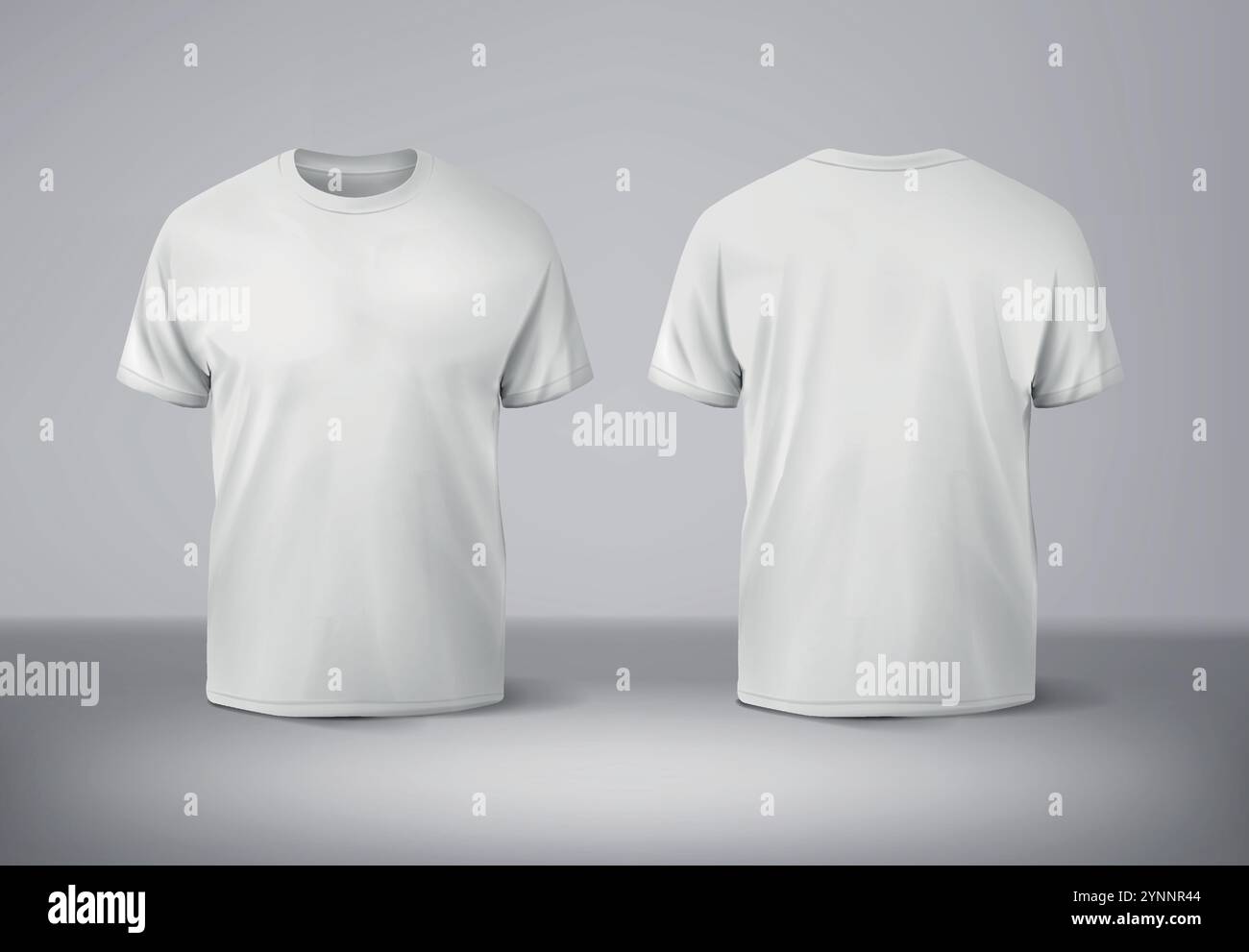 Blank white t-shirt mockup front and back. Plain cotton t-shirt mockup ...
