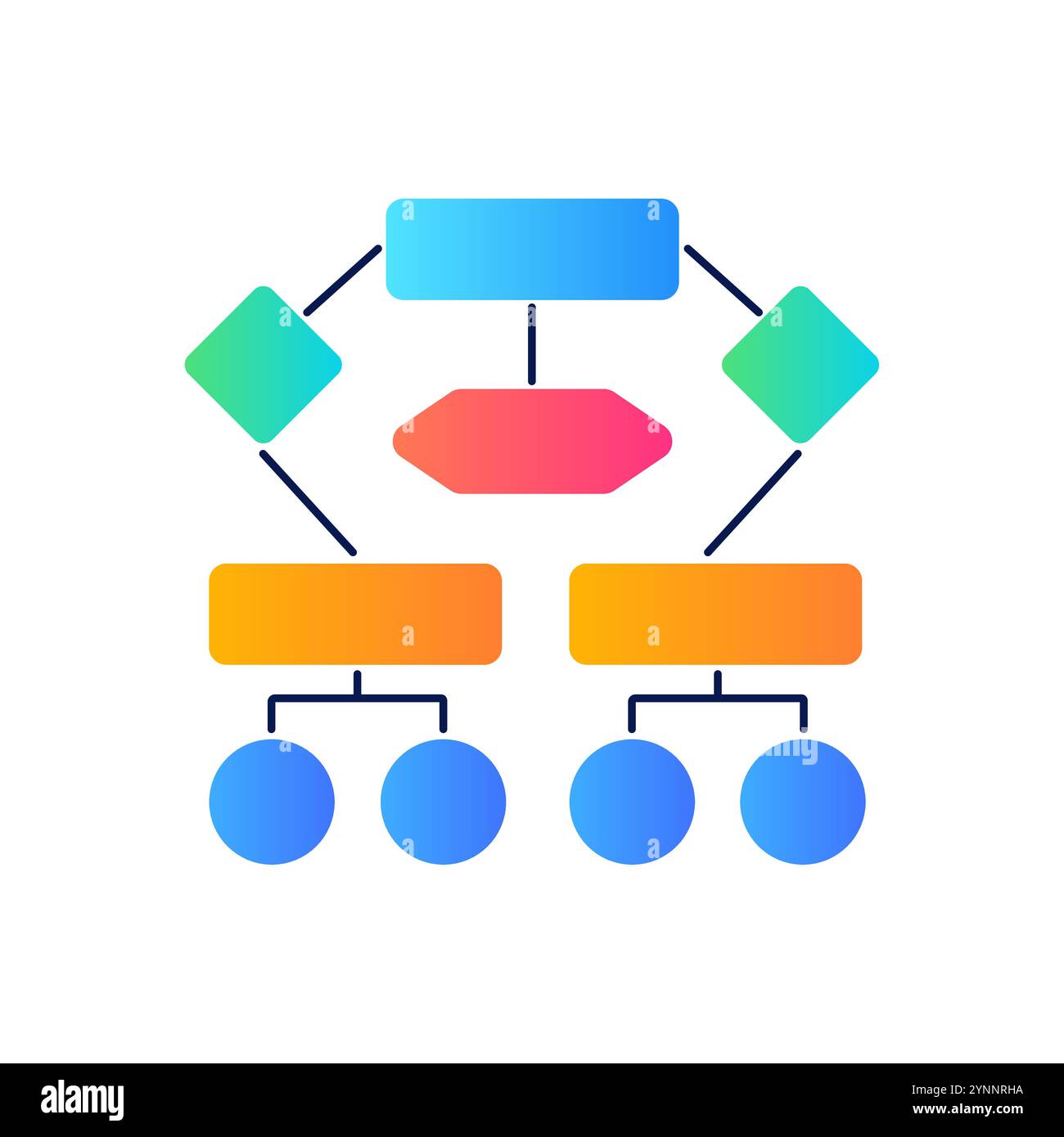 Gradient Flowchart For Network Planning And Data Connections Stock