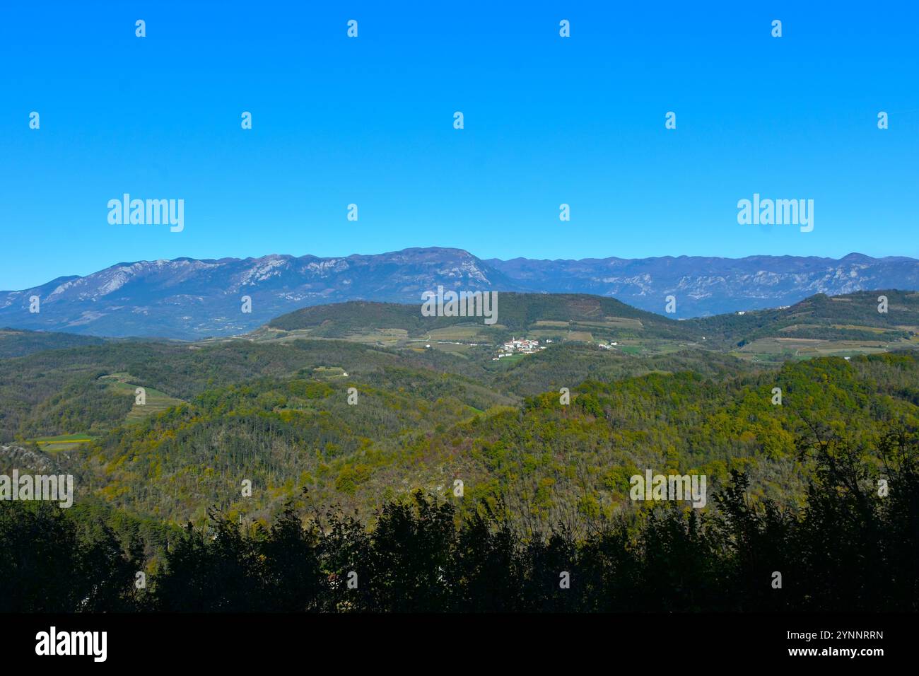 Hills at Kras plateau and Trnovo forest plateau in Slovenia Stock Photo ...