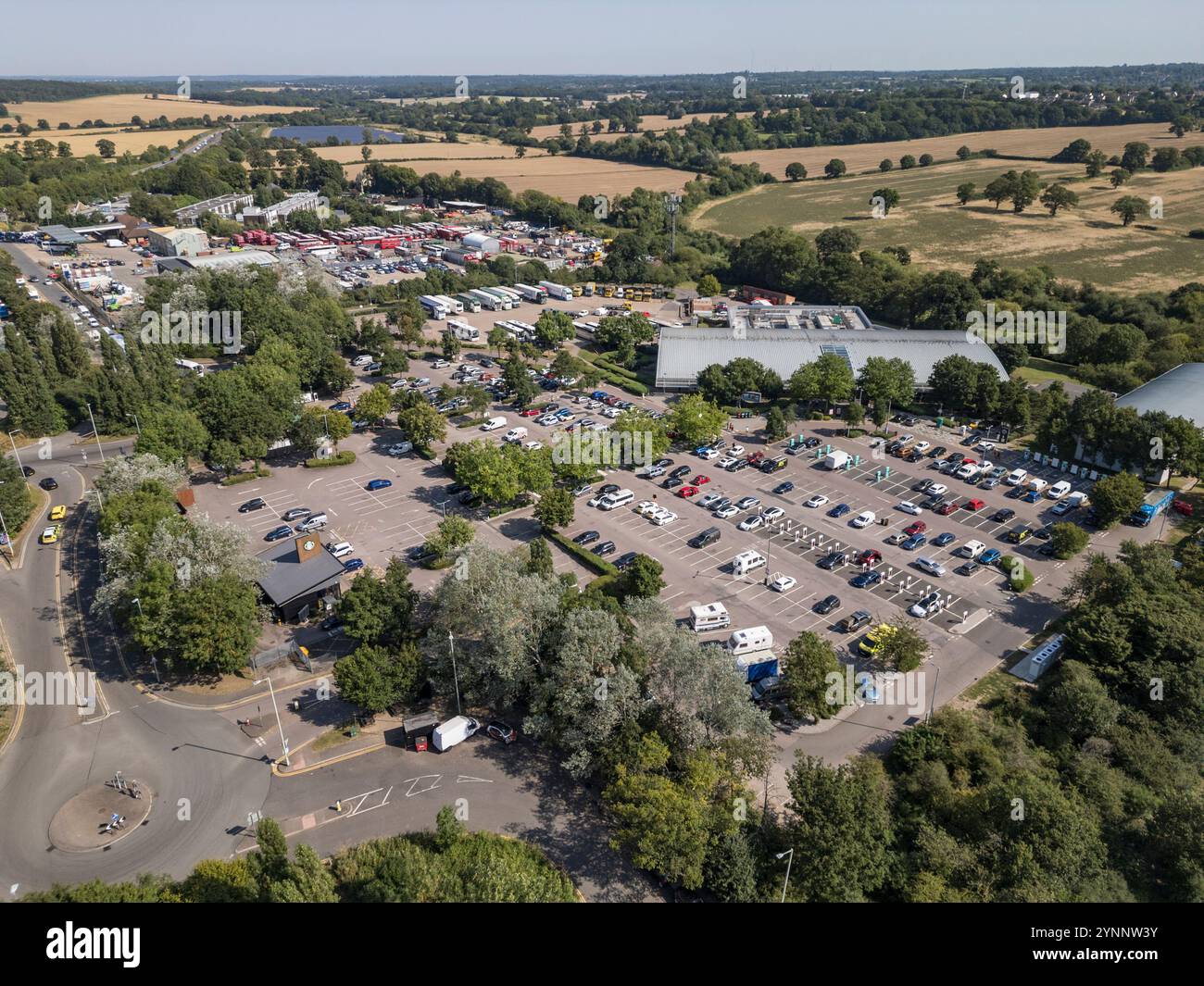 Aerial view of the Welcome Break South Mimms Services station, Potters ...