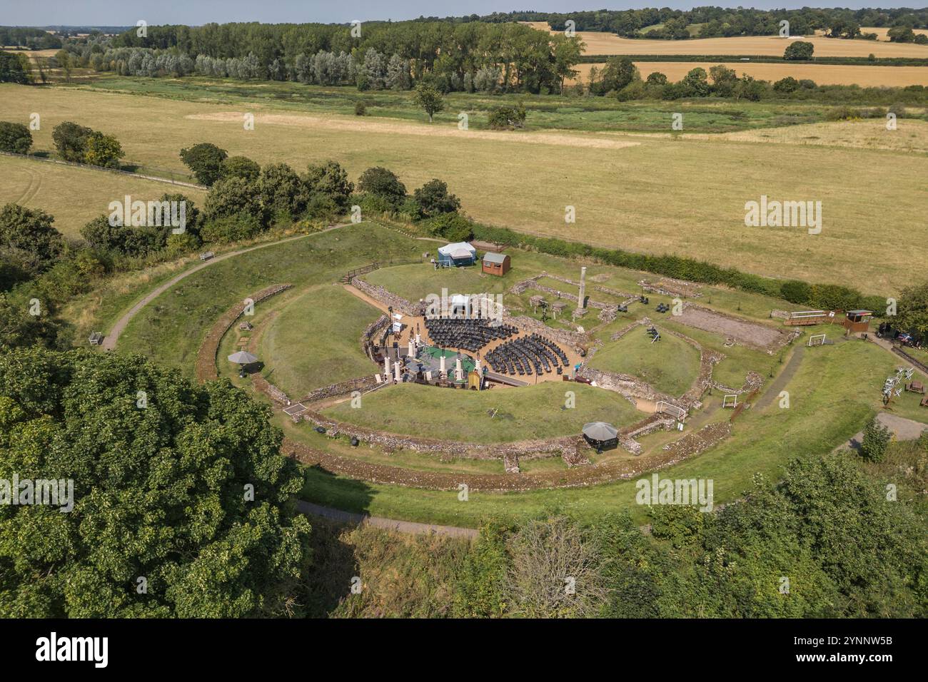 Aerial view of the Roman Theatre (amphitheatre) of Verulamium, St ...