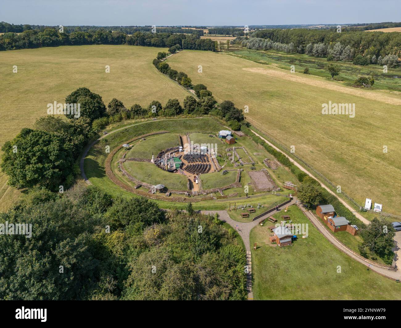 Aerial view of the Roman Theatre (amphitheatre) of Verulamium, St ...