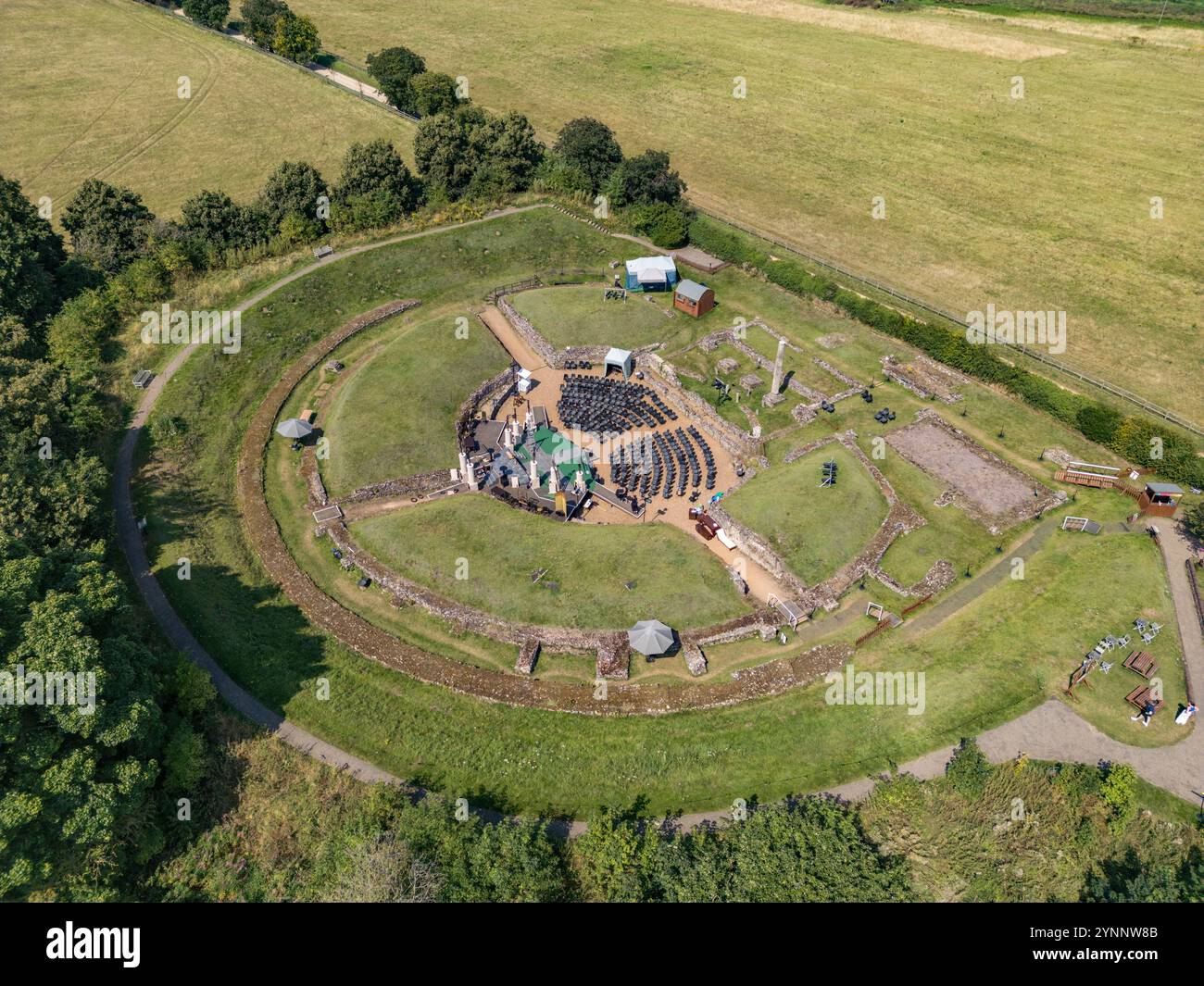 Aerial view of the Roman Theatre (amphitheatre) of Verulamium, St ...