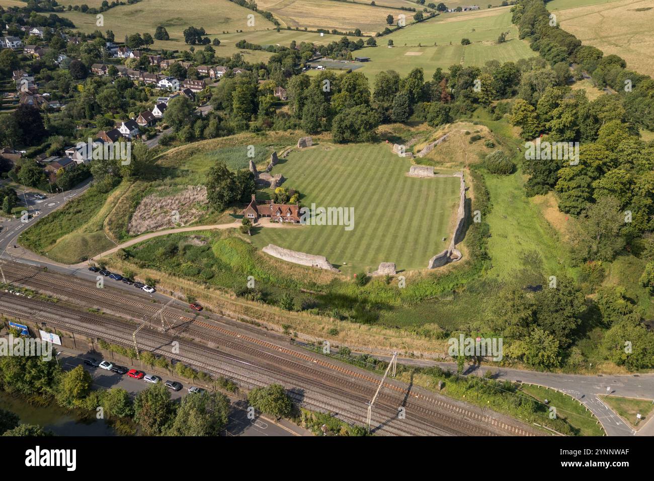 Aerial view of Berkhamsted Castle, White Hill, Berkhamsted, UK Stock ...