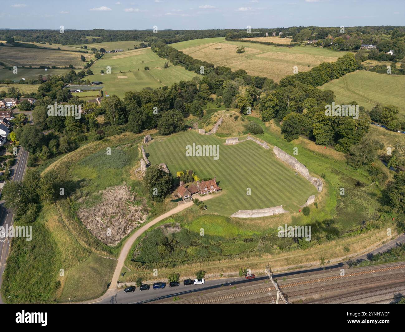 Aerial view of Berkhamsted Castle, White Hill, Berkhamsted, UK Stock ...