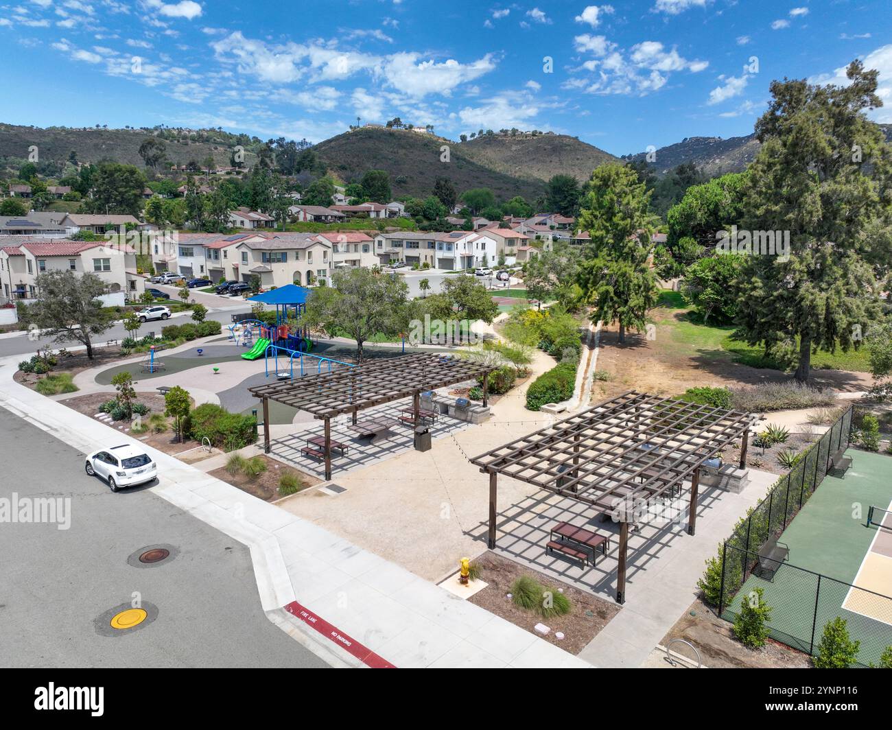 Aerial view of middle class community big houses, Escondido, South ...