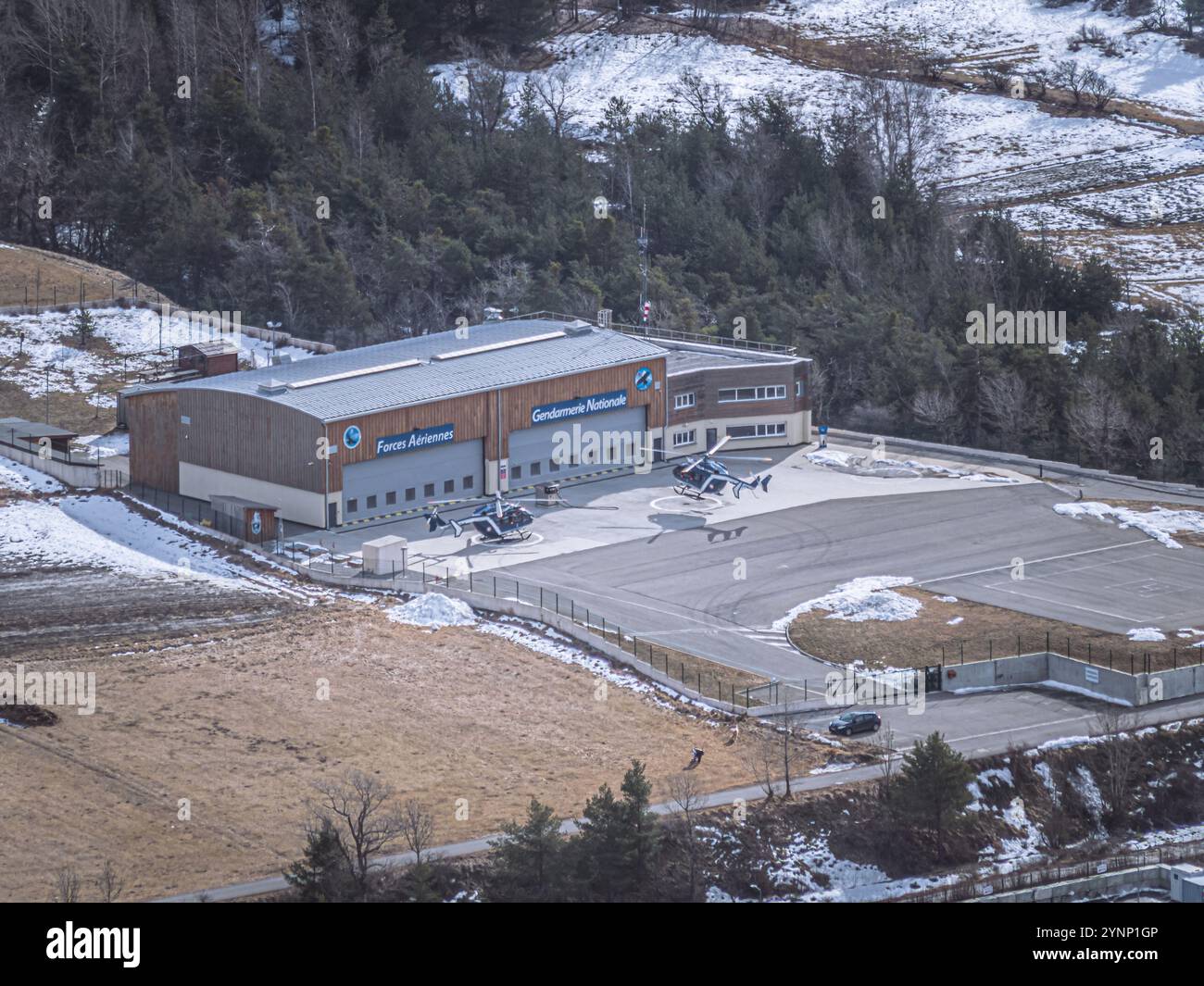Briancon, France - 31st January, 2024: An aerial view of a Gendarmerie ...