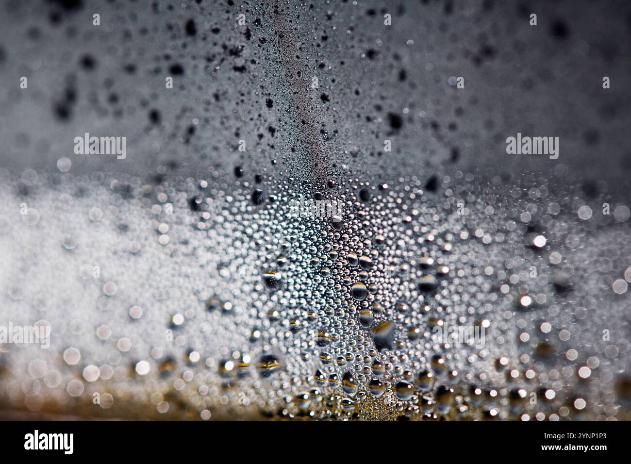 CLose Up of Condensation Bubbles and Marks on A Window Water Background ...