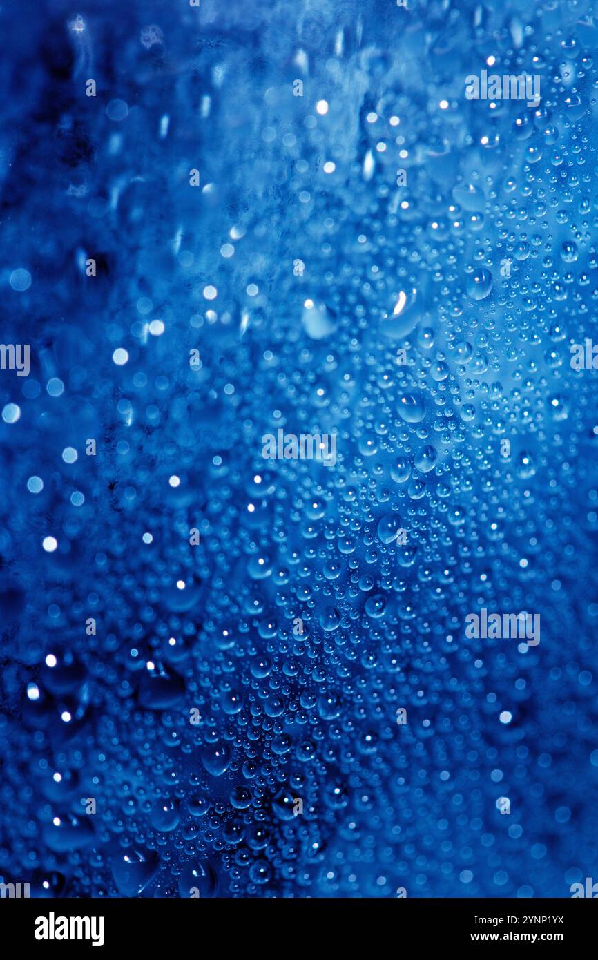 CLose Up of Condensation Bubbles and Marks on A Window Water Background ...