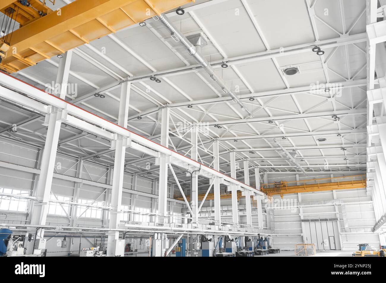 Overhead cranes inside industrial building Stock Photo - Alamy