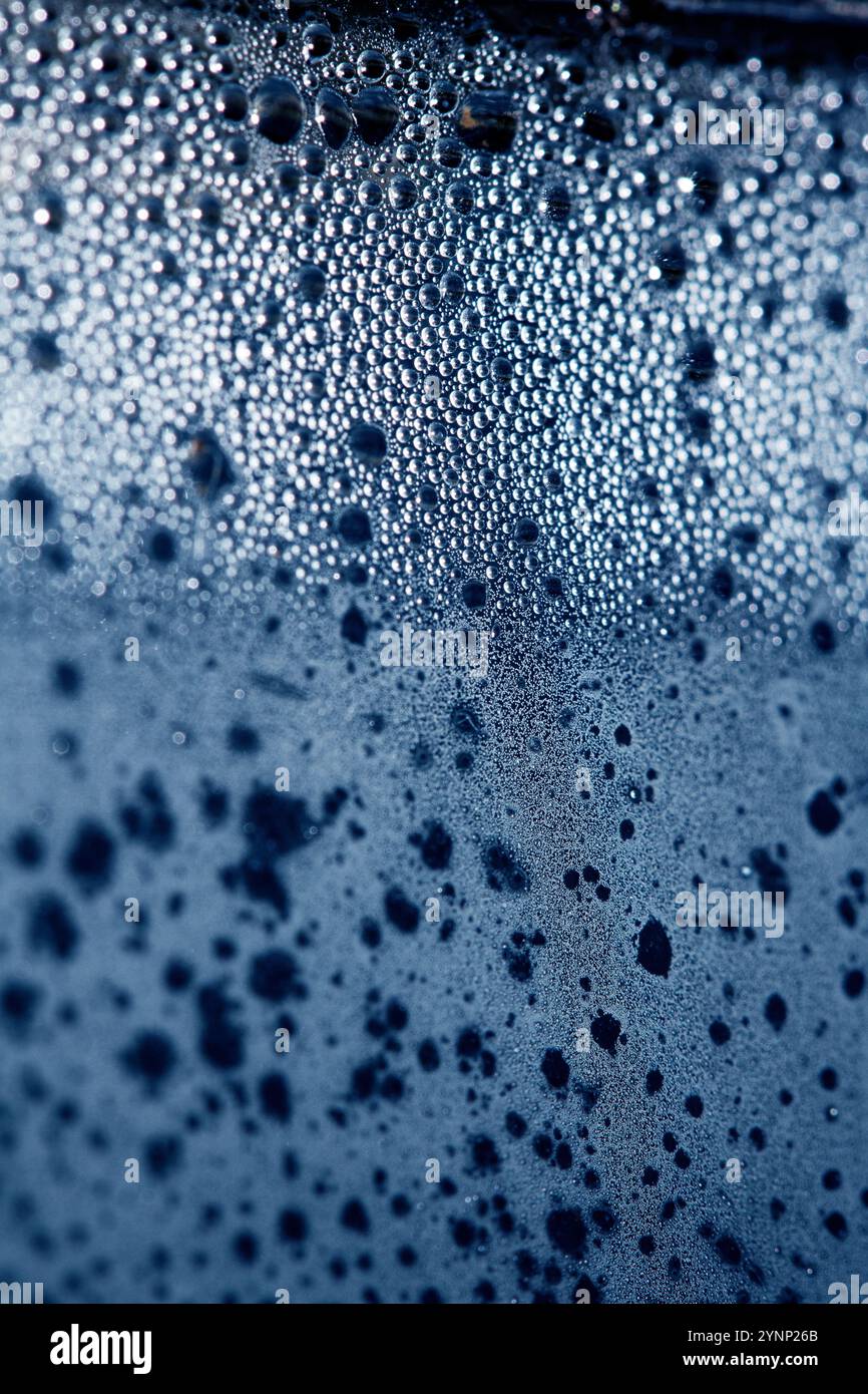 CLose Up of Condensation Bubbles and Marks on A Window Water Background ...