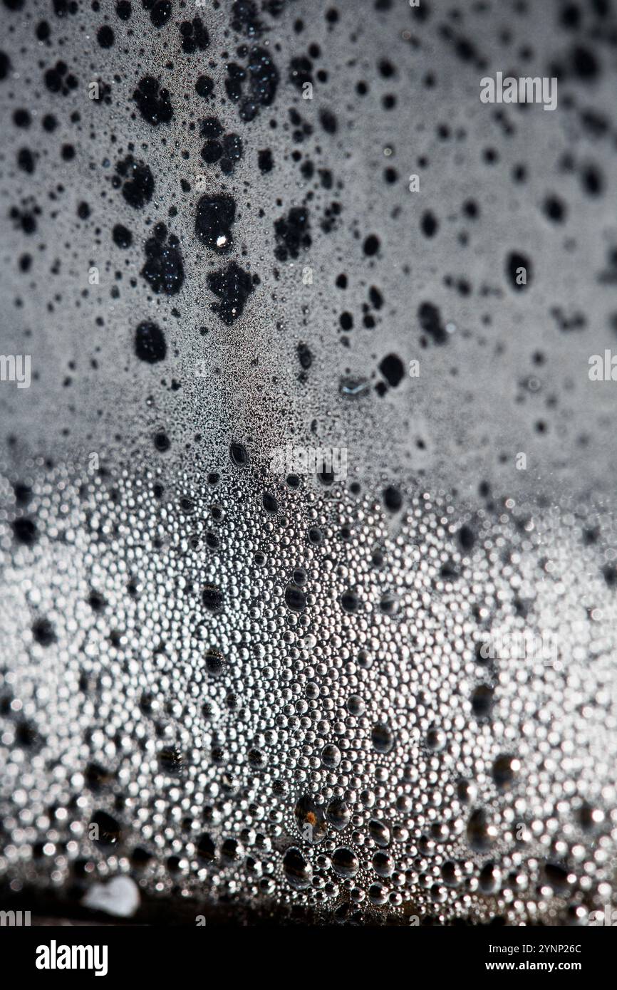 CLose Up of Condensation Bubbles and Marks on A Window Water Background ...