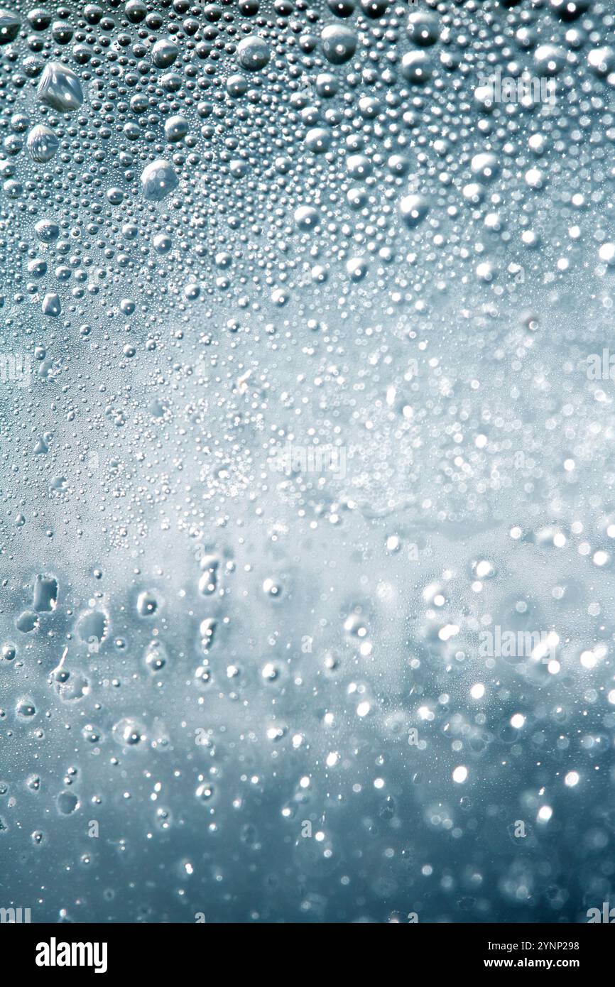 CLose Up of Condensation Bubbles and Marks on A Window Water Background ...