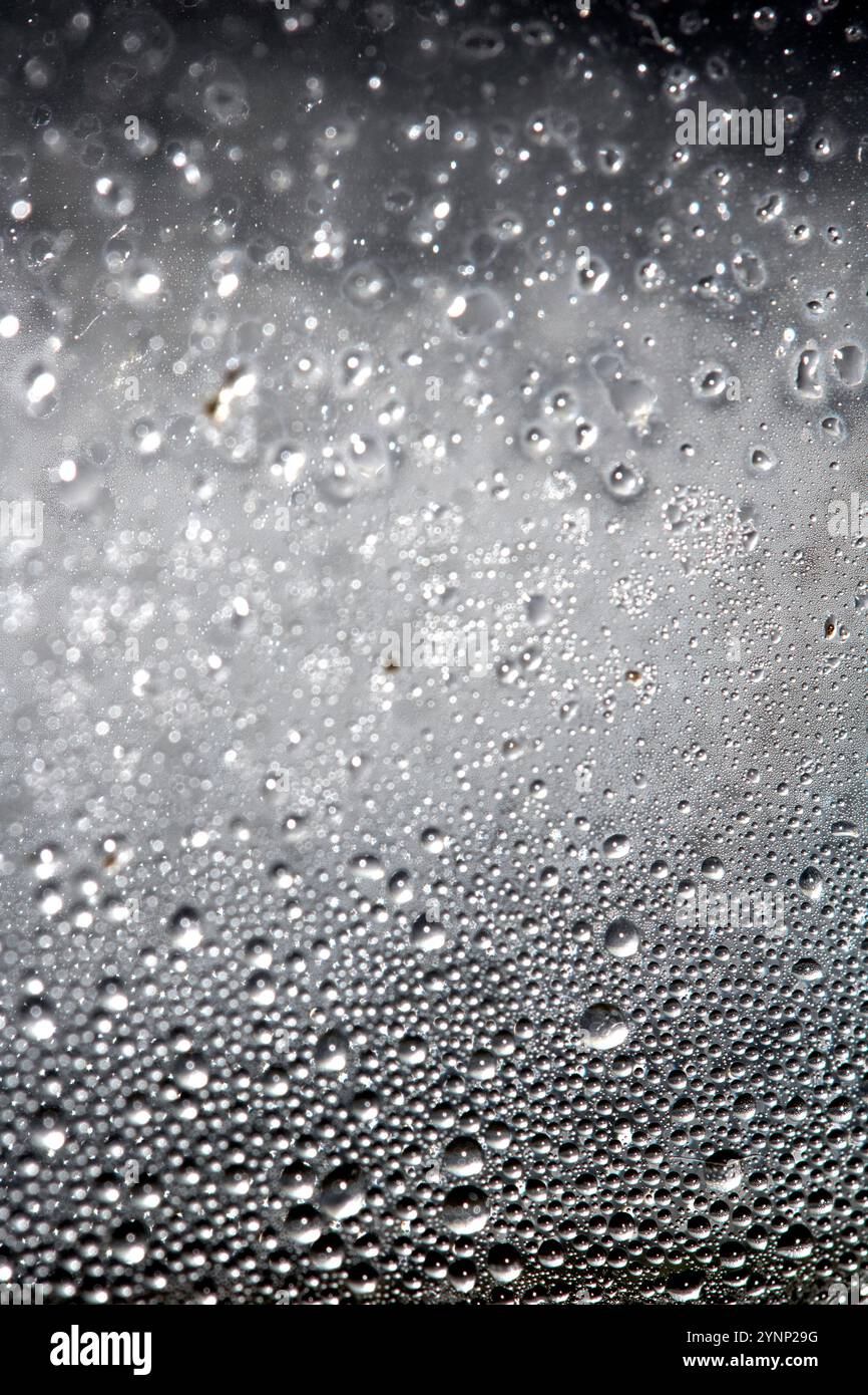 CLose Up of Condensation Bubbles and Marks on A Window Water Background ...