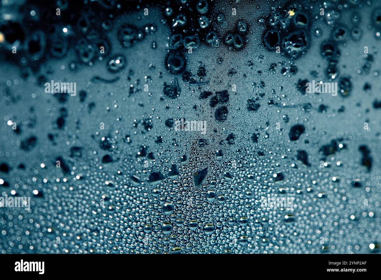CLose Up of Condensation Bubbles and Marks on A Window Water Background ...