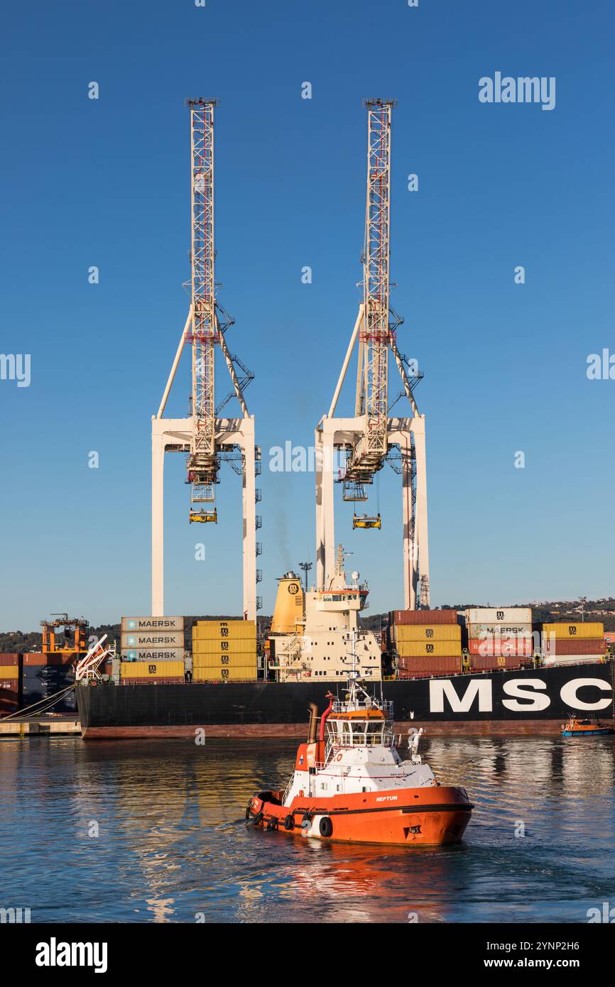 Mediterranean Shipping Company (MSC) ship at port, Koper, Slovenia ...