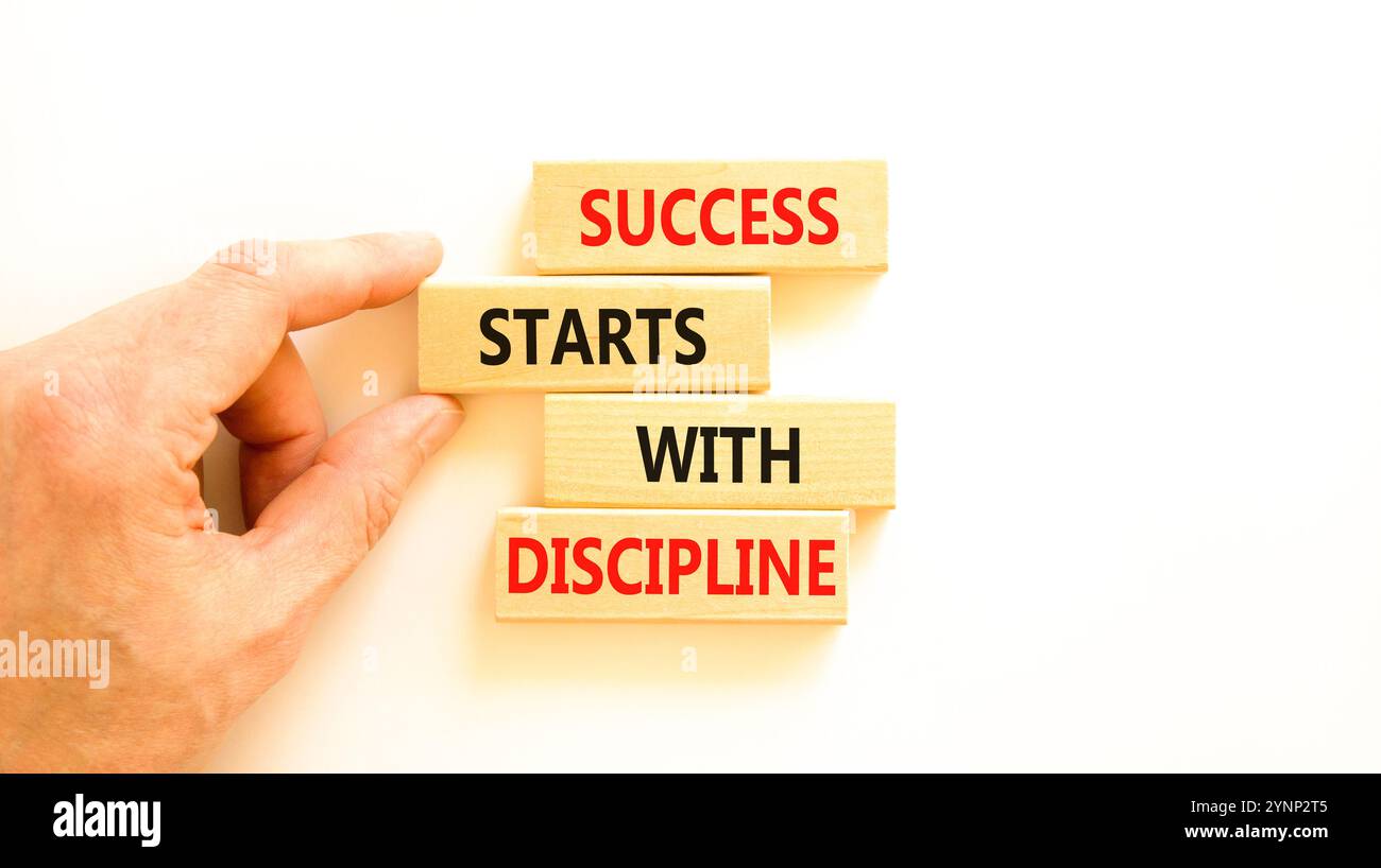 Success starts with discipline symbol. Concept words Success starts ...
