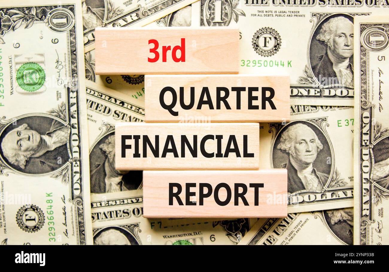 3rd quarter financial report symbol. Concept words 3rd quarter ...