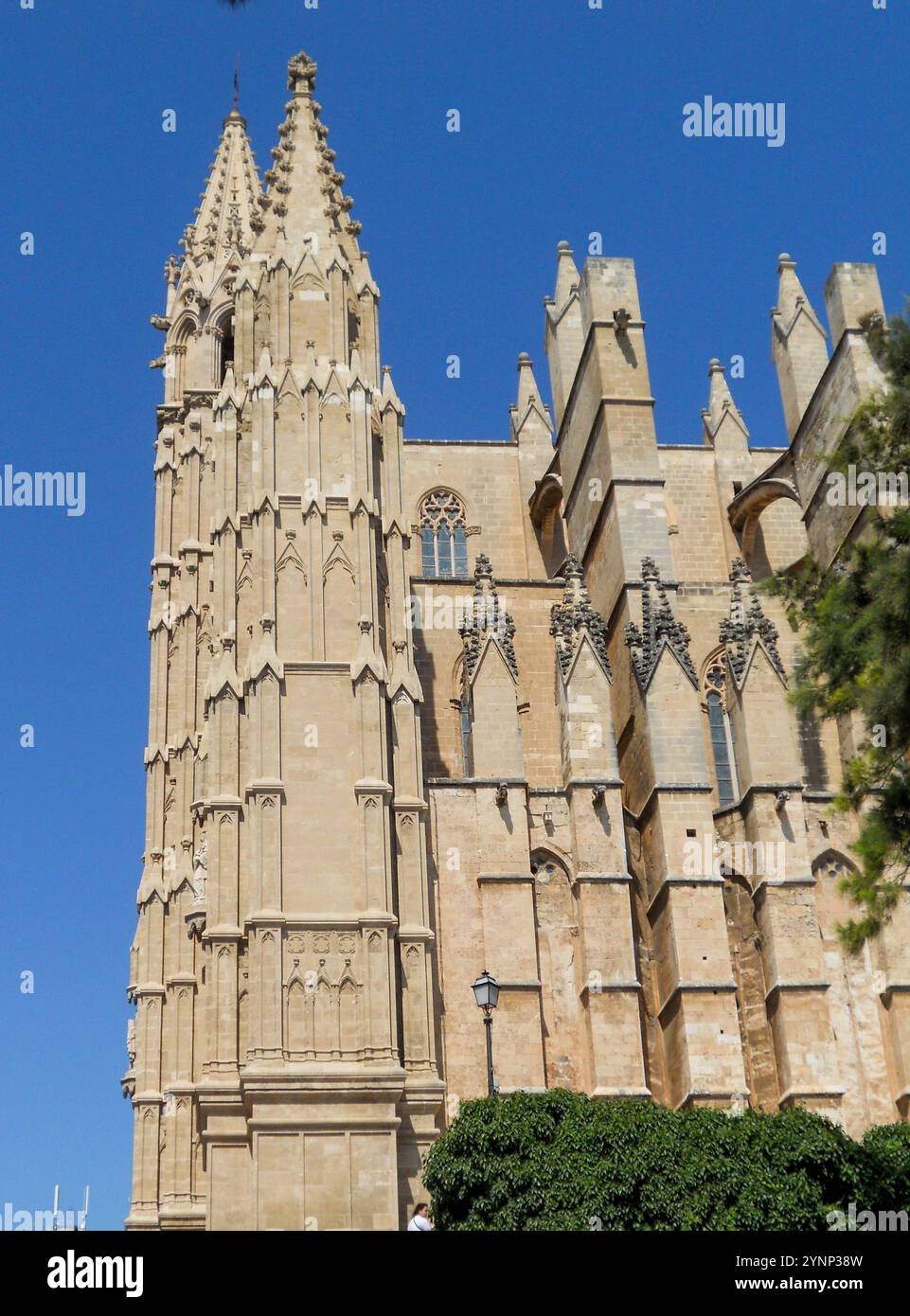 This majestic tower, part of a historic cathedral in Mallorca ...